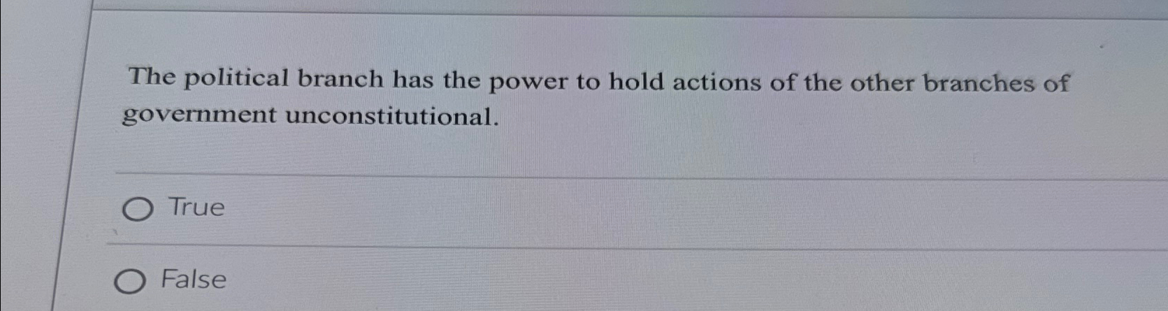 Solved The political branch has the power to hold actions of | Chegg.com