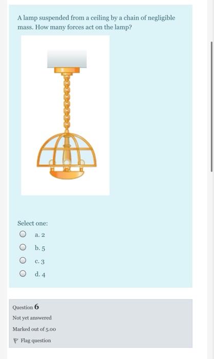 Solved A lamp suspended from a ceiling by a chain of | Chegg.com