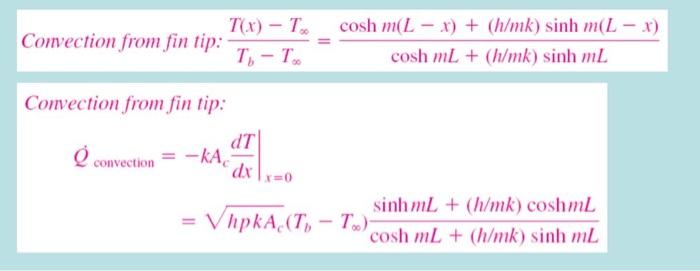 Solved Convection from fin tip: | Chegg.com