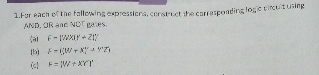Solved 1 For Each Of The Following Expressions Construct