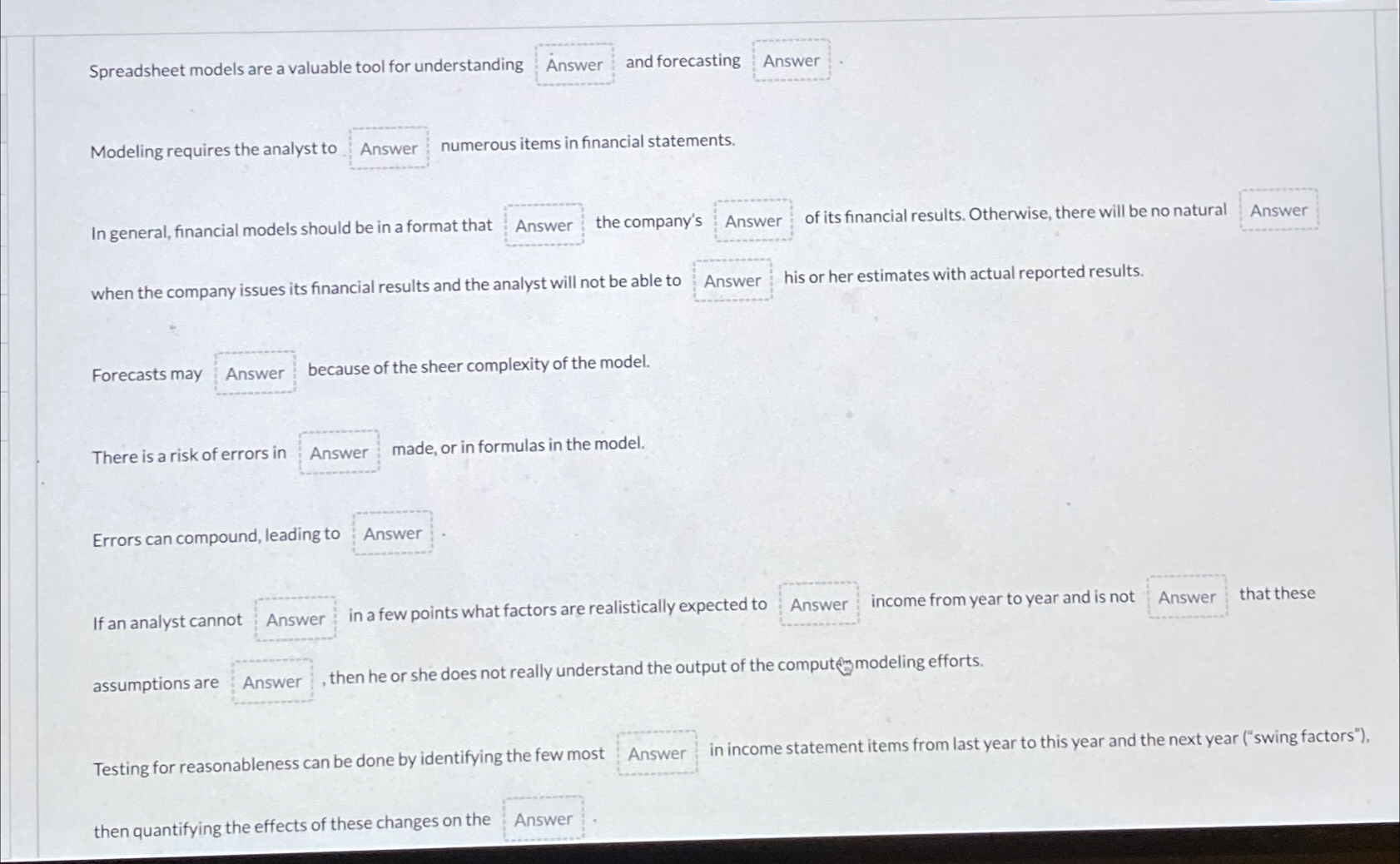 Solved Spreadsheet models are a valuable tool for | Chegg.com