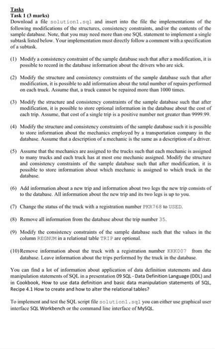 Solved Tasks Task 1 (3 marks) Download a file solution.sql | Chegg.com