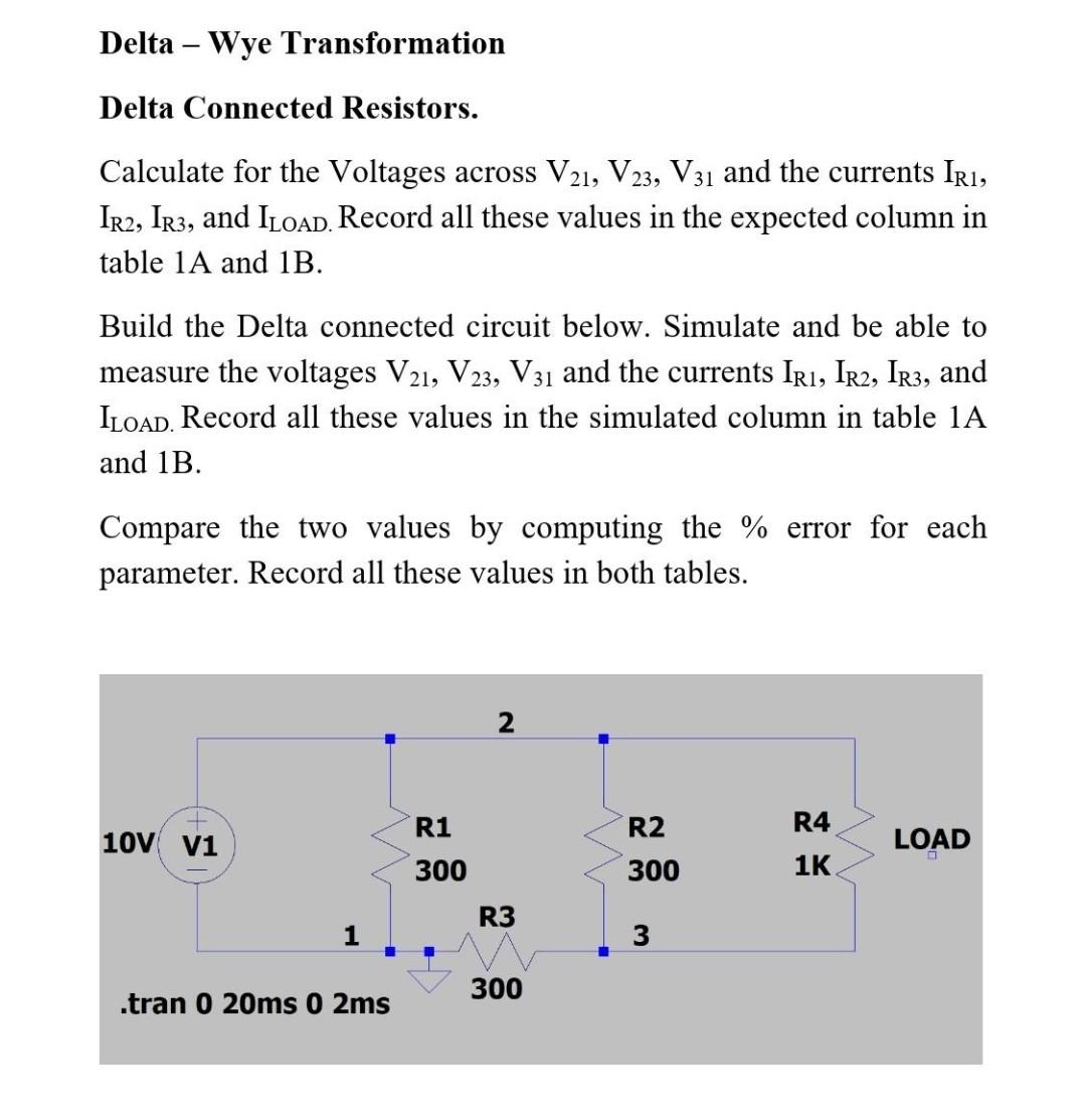 Solved Delta – Wye Transformation Delta Connected Resistors. | Chegg.com