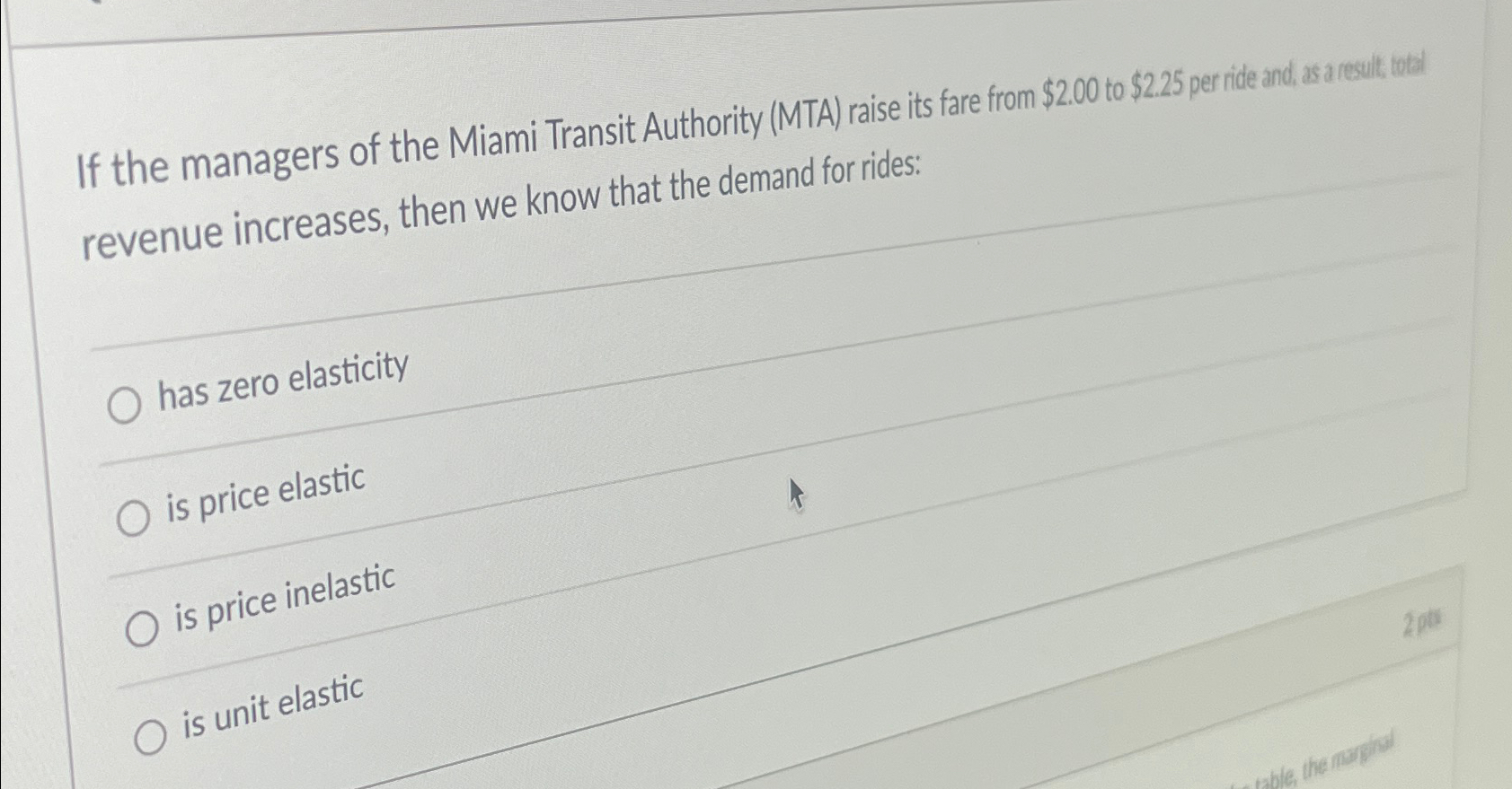 Solved If the managers of the Miami Transit Authority (MTA) | Chegg.com