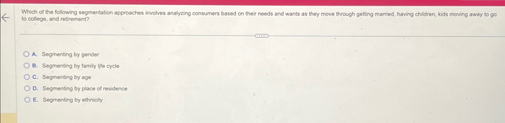 Solved Which of the following segmentation approaches | Chegg.com