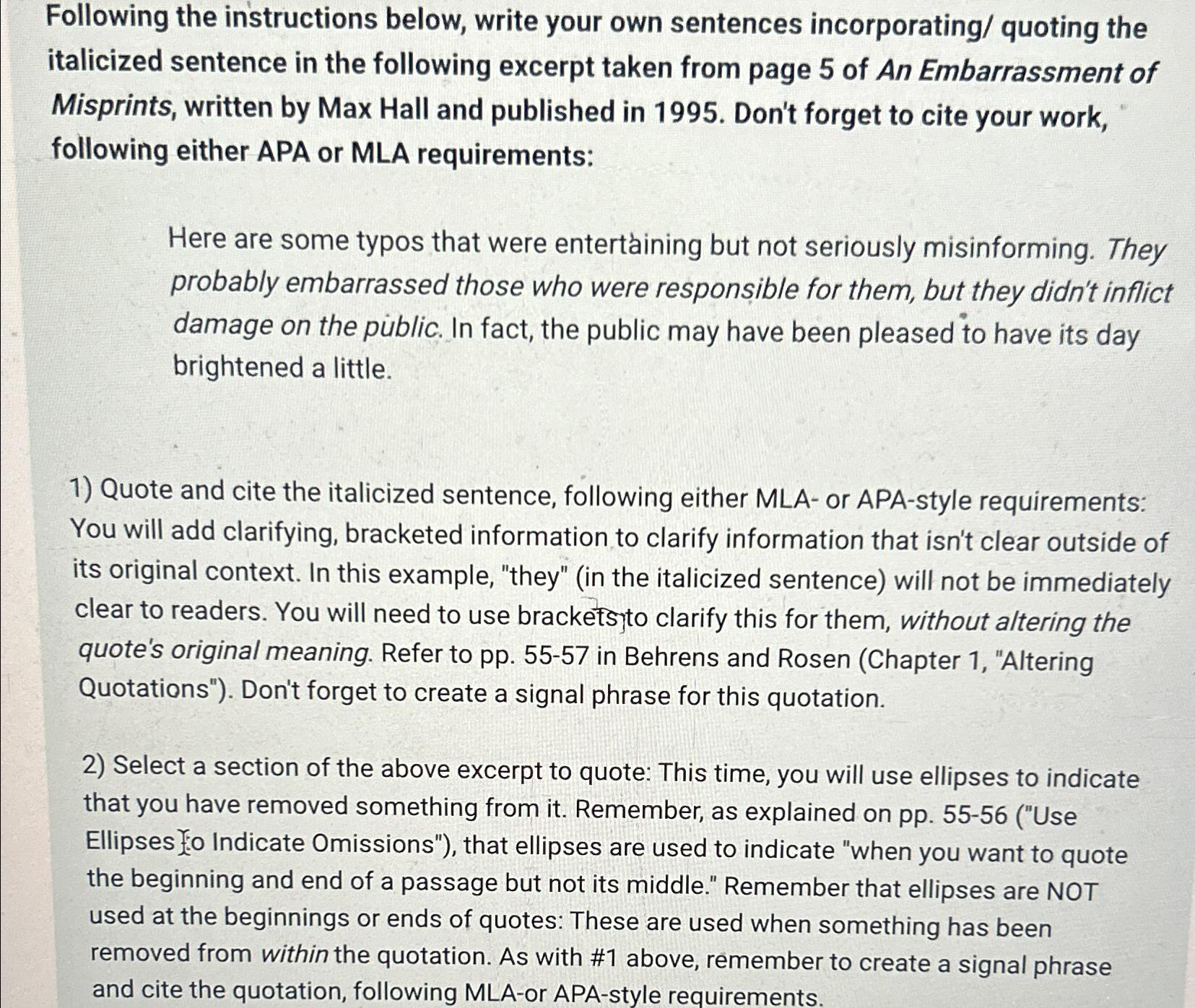 Solved Following the instructions below, write your own | Chegg.com