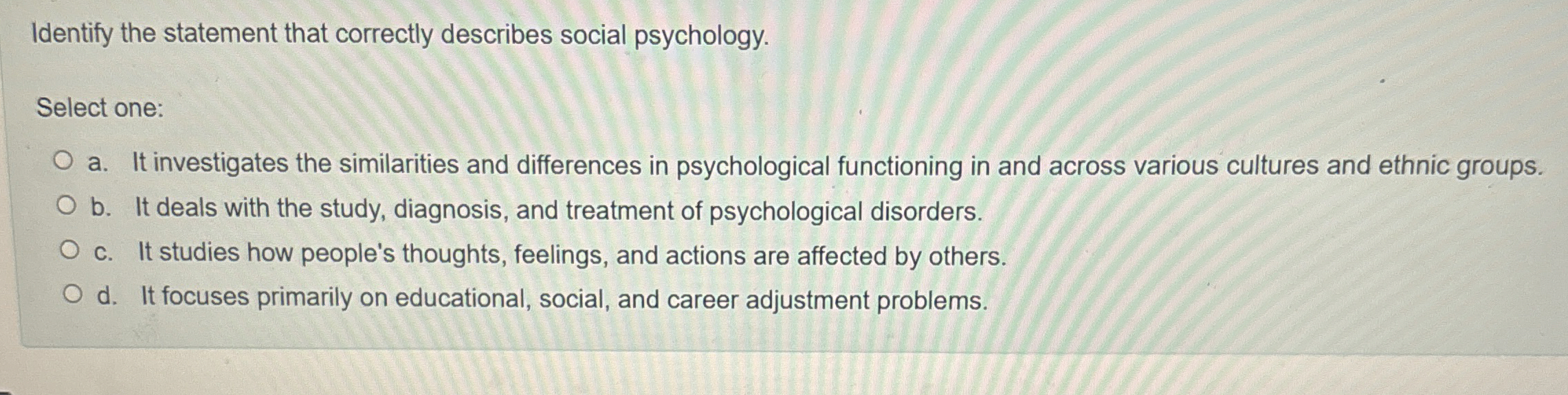 Solved Identify the statement that correctly describes | Chegg.com