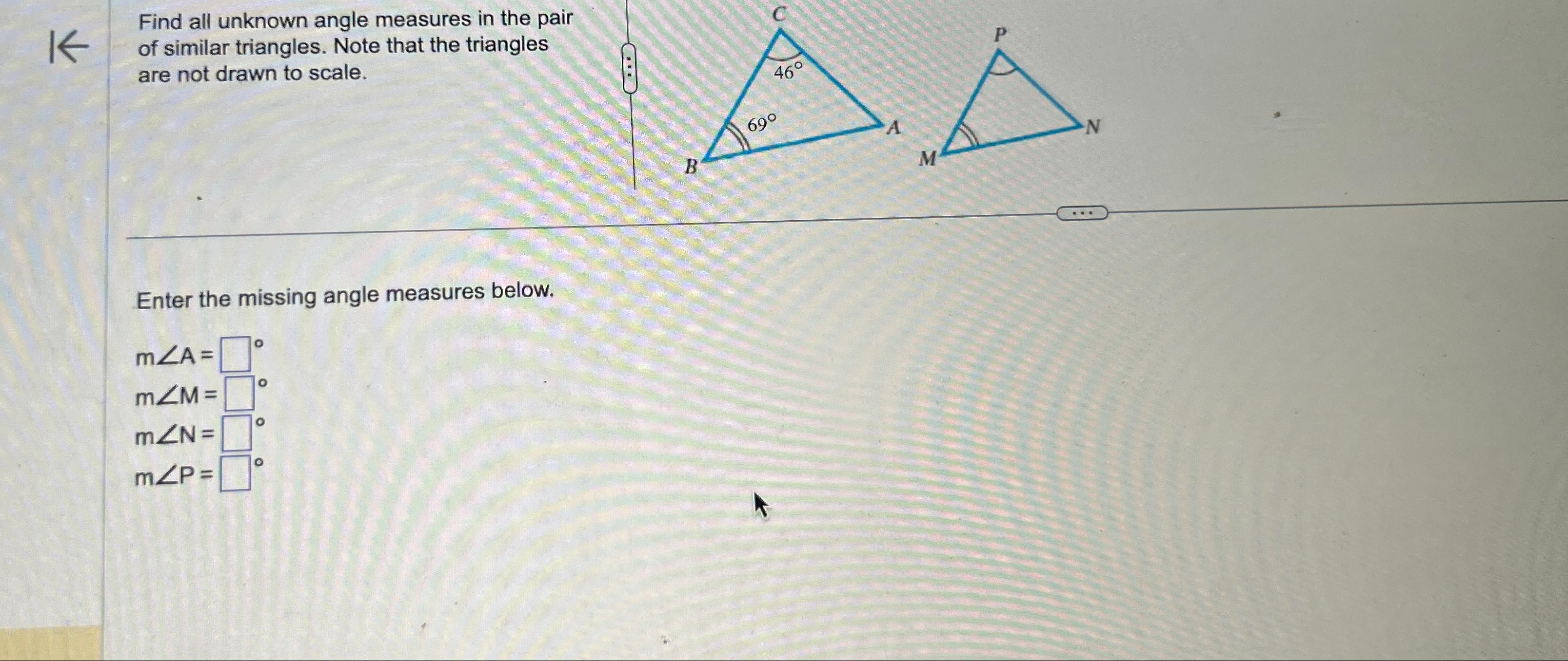Solved Find all unknown angle measures in the pair of | Chegg.com