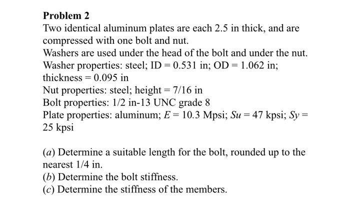 Solved Problem 2 Two identical aluminum plates are each 2.5 | Chegg.com