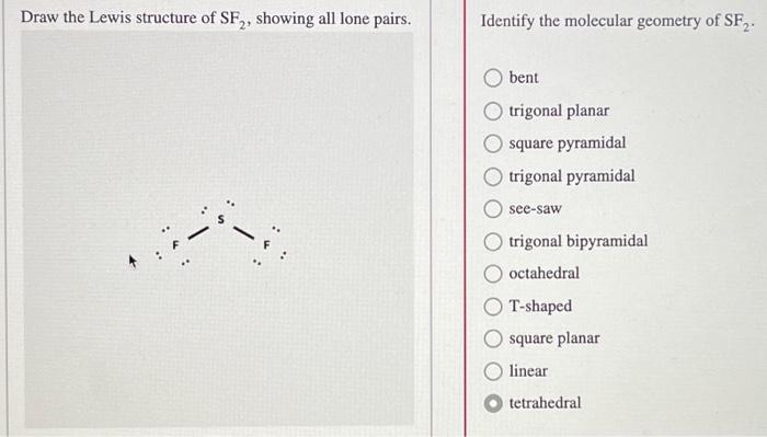 Solved Draw the Lewis structure of SF2, showing all lone | Chegg.com