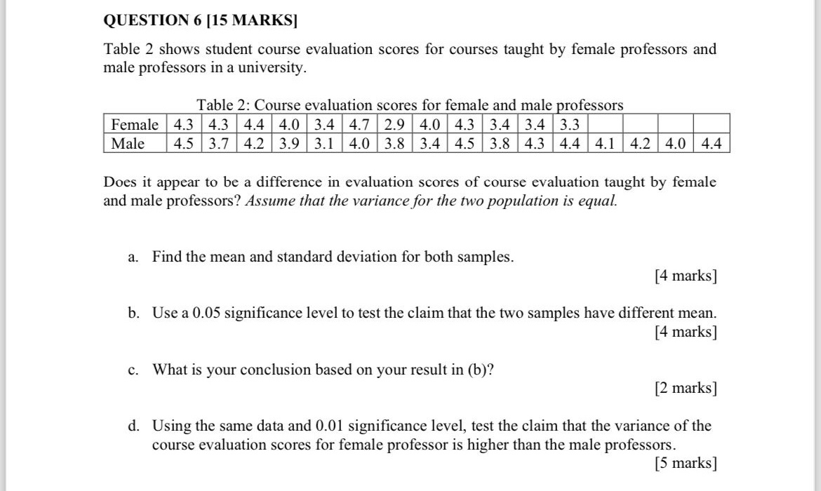 Solved QUESTION 6 [15 ﻿MARKS]Table 2 ﻿shows student course | Chegg.com