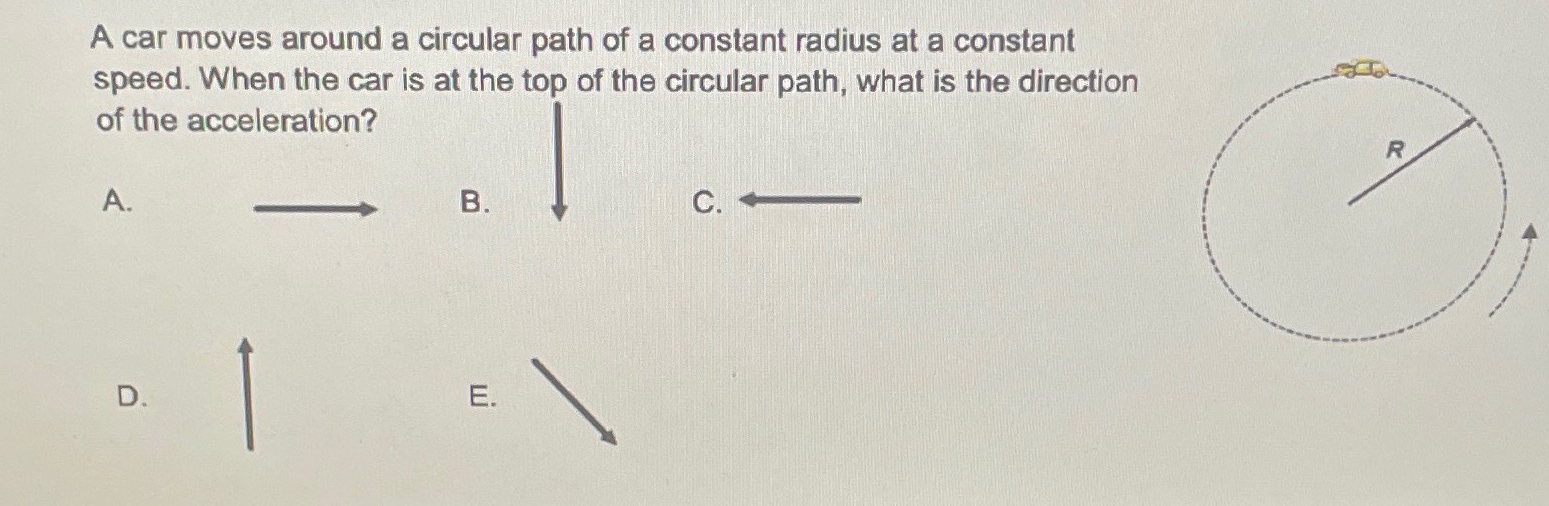 Solved A car moves around a circular path of a constant | Chegg.com
