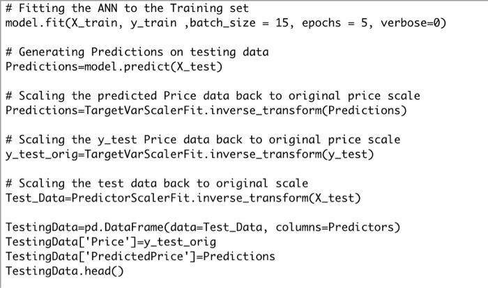Solved \# Fitting the ANN to the Training set | Chegg.com