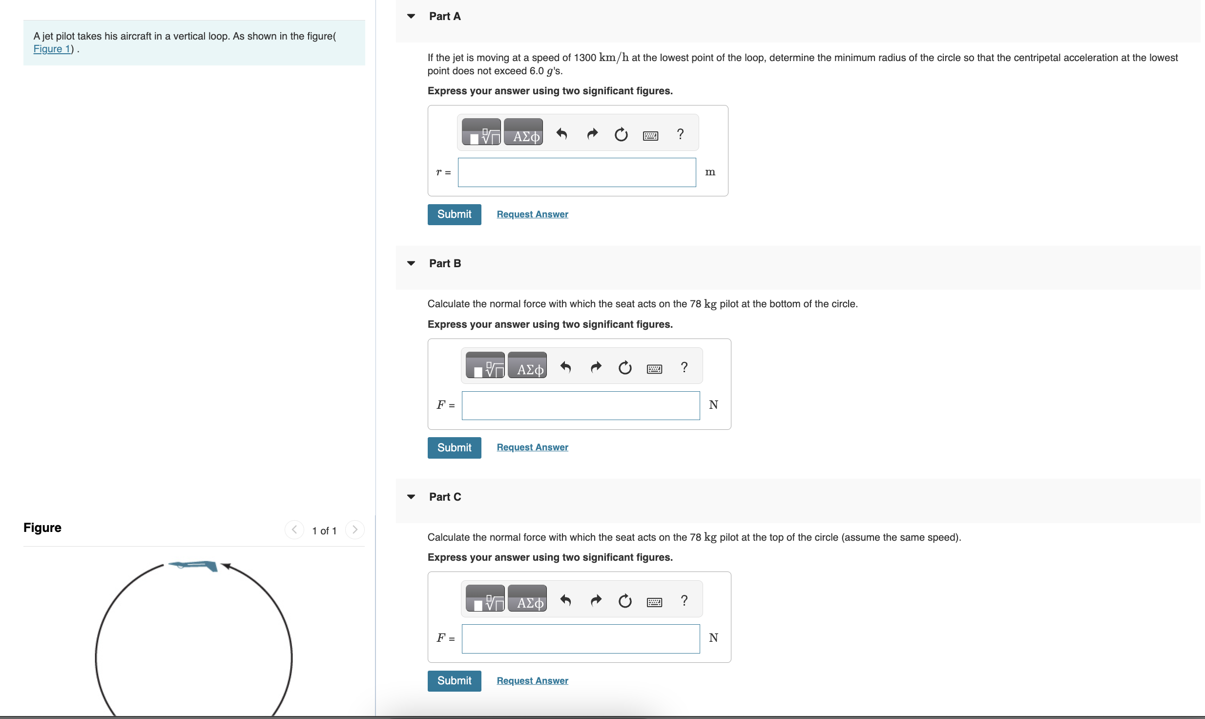 Solved A jet pilot takes his aircraft in a vertical loop. As | Chegg.com