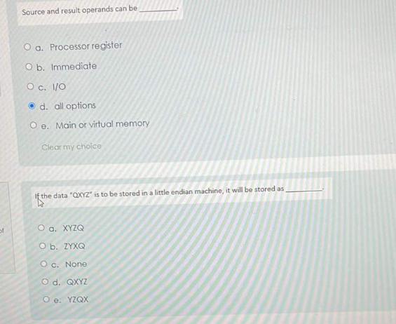 Solved Source and result operands can bea. ﻿Processor | Chegg.com