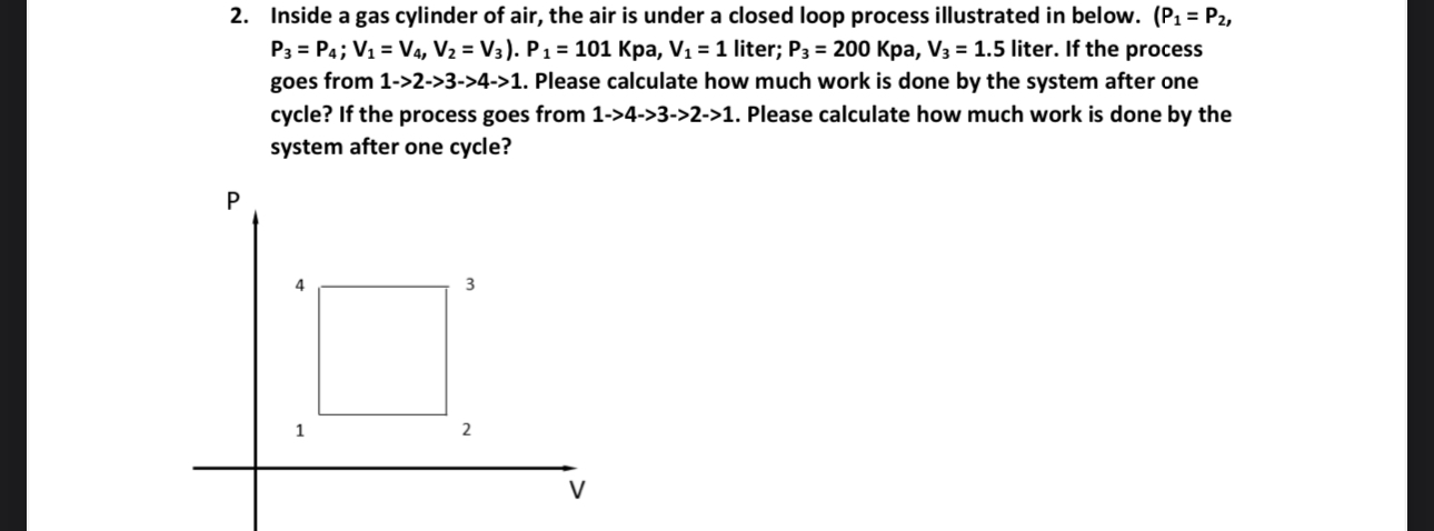 P1=P2,{:P3=P4;V1=V4,V2=V3).P1=101Kpa,V1=1 ﻿liter; | Chegg.com
