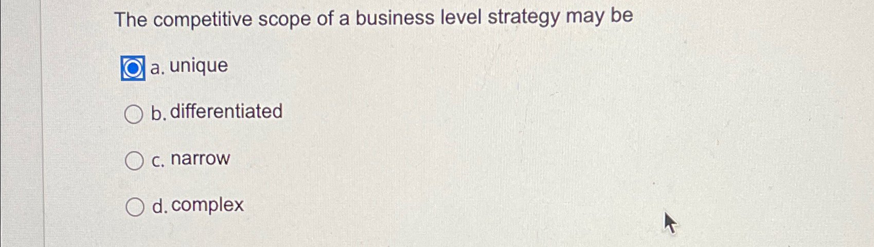 Solved The competitive scope of a business level strategy | Chegg.com