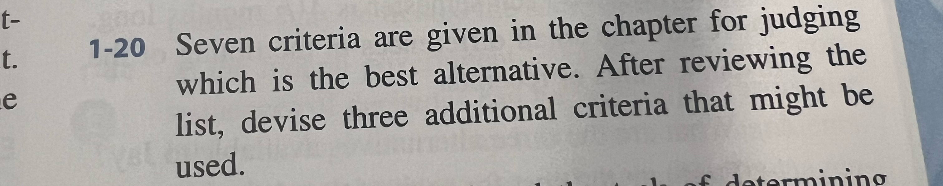 Solved t. 1-20 ﻿Seven criteria are given in the chapter for | Chegg.com