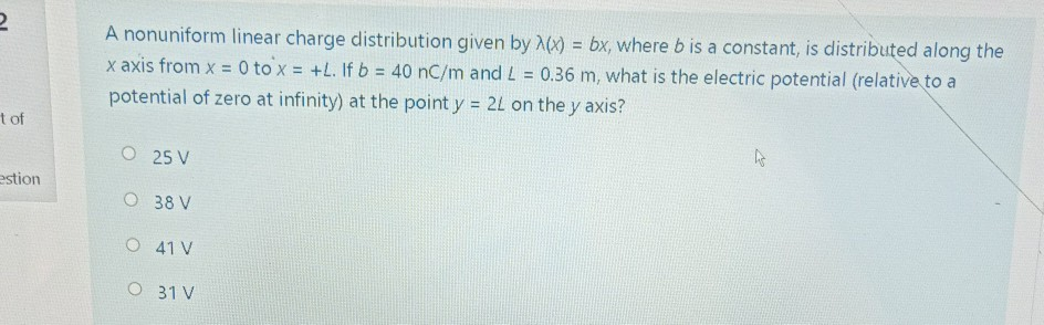 Solved 2 A nonuniform linear charge distribution given by | Chegg.com