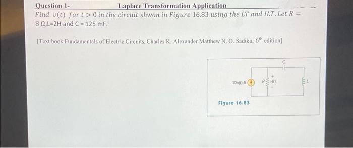 Solved Question 1- Laplace Transformation Application Find | Chegg.com