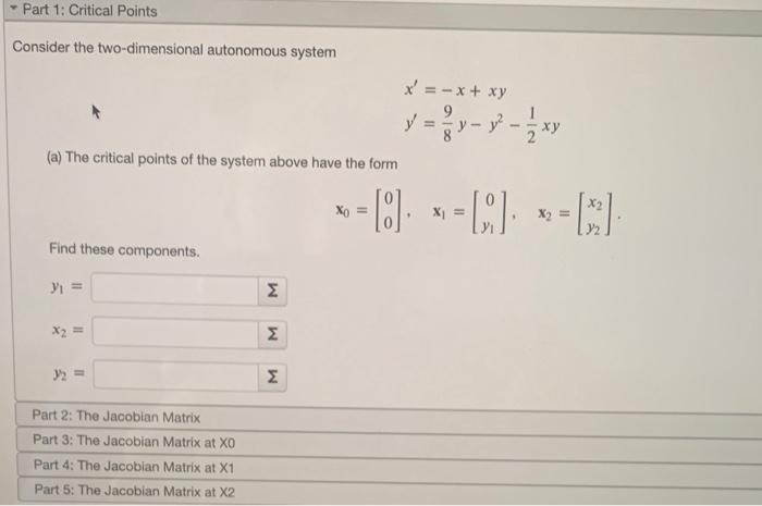 Solved Consider the two-dimensional autonomous system | Chegg.com