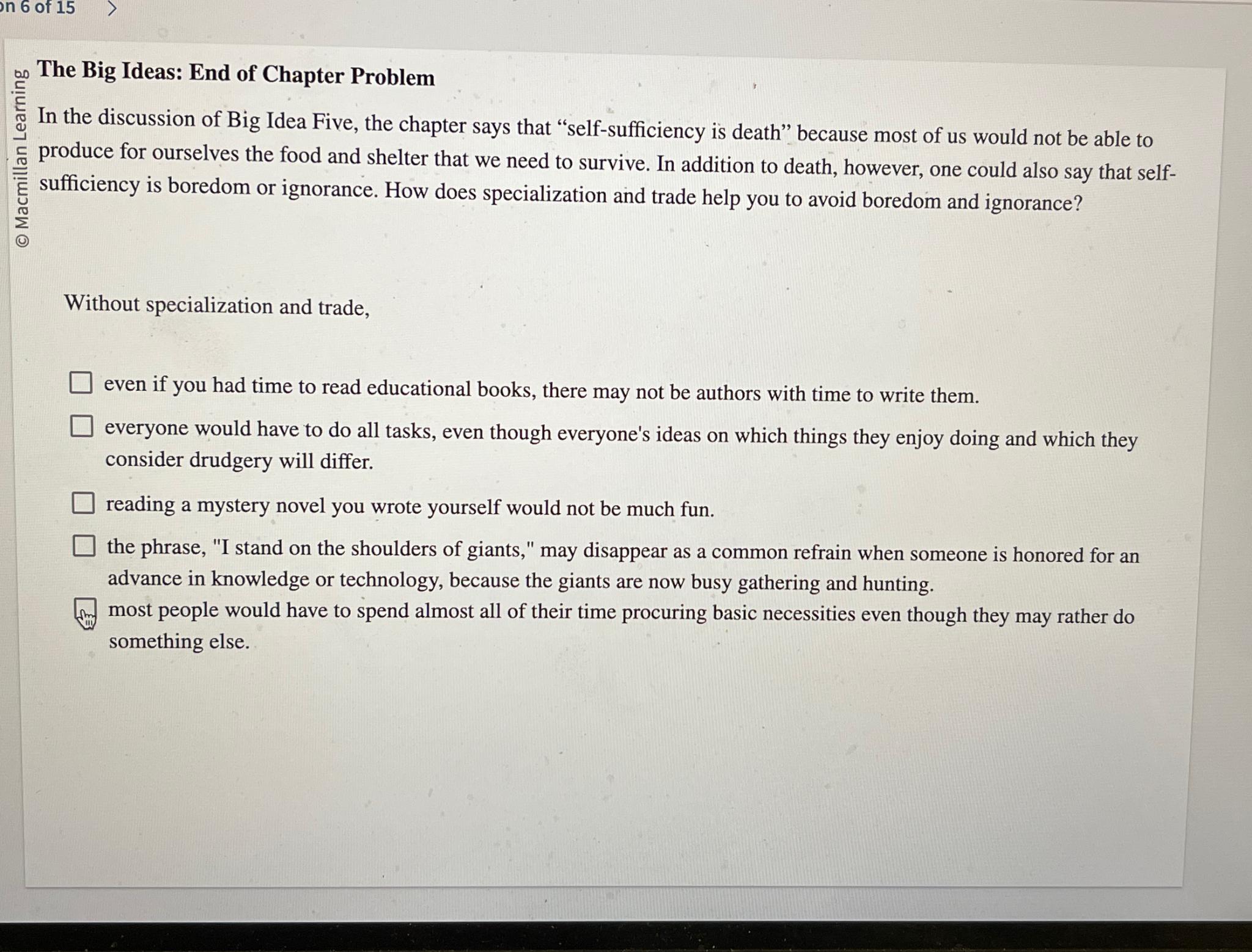 Solved on 6 ﻿of 15The Big Ideas: End of Chapter ProblemIn | Chegg.com