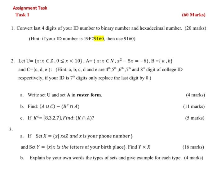 Solved Assignment Task Task 1 (60 Marks) 1. Convert last 4 | Chegg.com