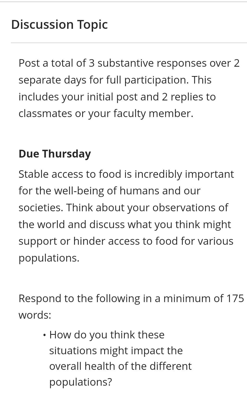 Solved Post a total of 3 substantive responses over 2 | Chegg.com