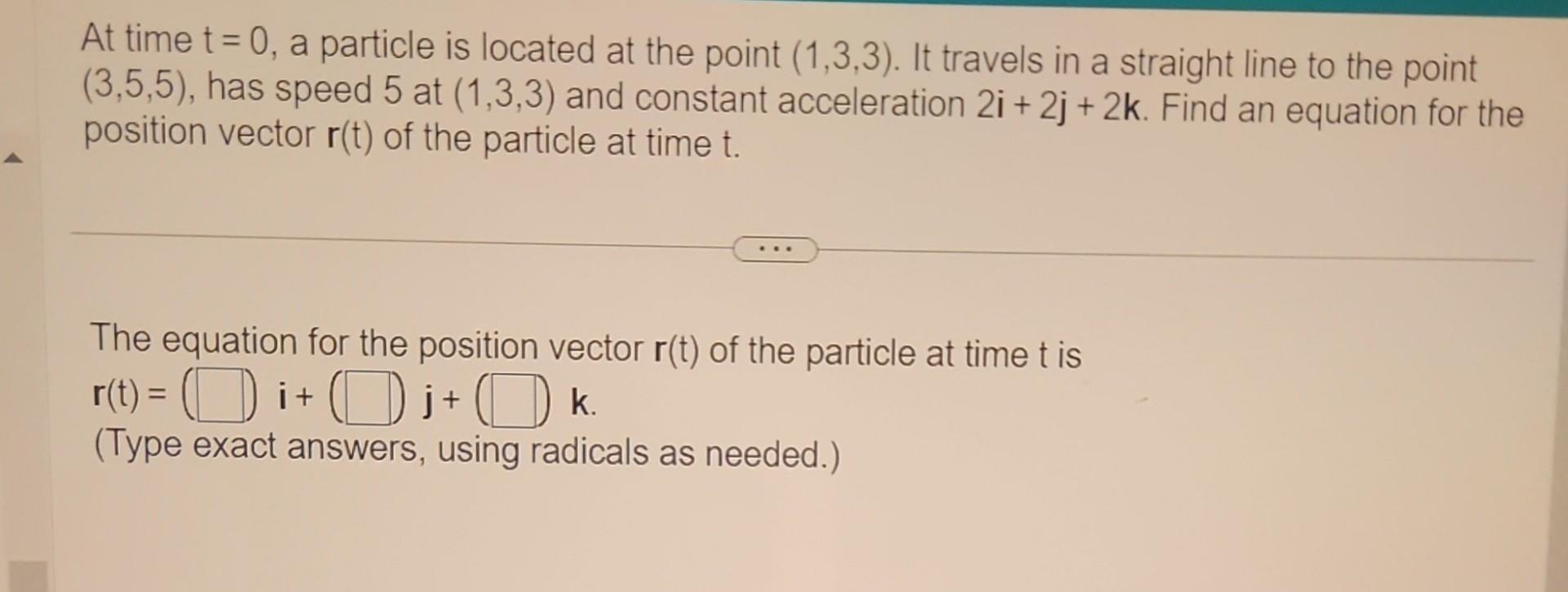 Solved At time t=0, a particle is located at the point | Chegg.com