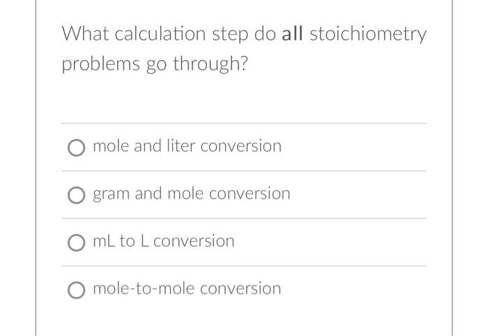 Solved What calculation step do all stoichiometry problems | Chegg.com
