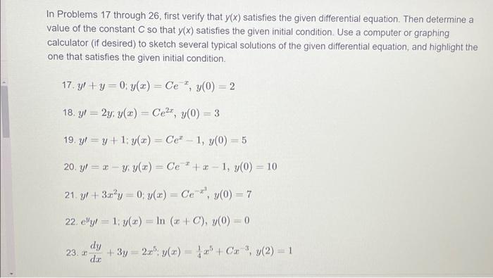 Solved No. 17, 21 & 25 only. i got y(x)=2e^-x for #1721 and | Chegg.com