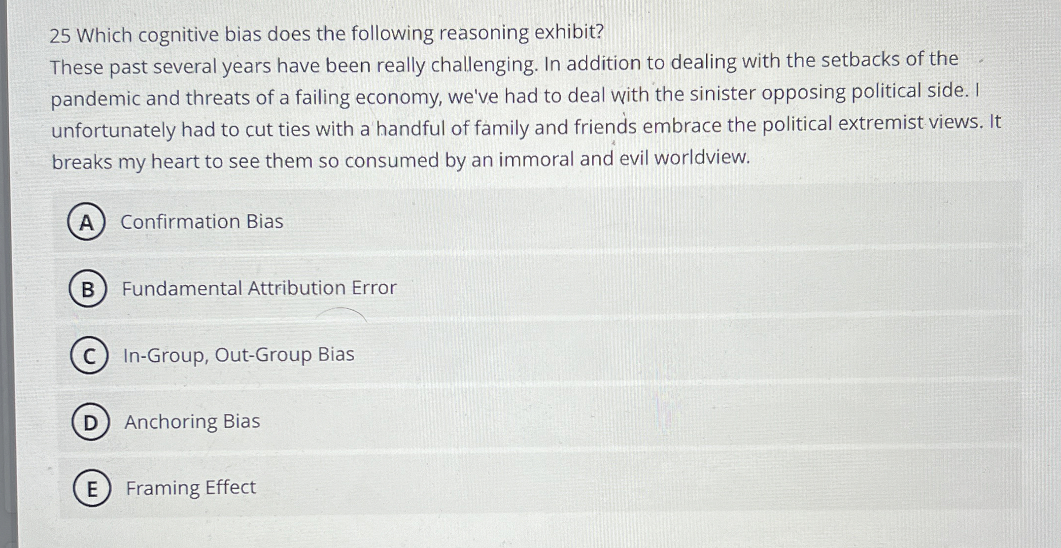 High Quality SOLUTION 25 ﻿Which cognitive bias does the following ...