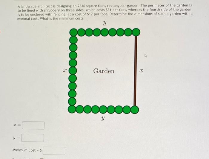Solved A landscape architect is designing an 2646 square | Chegg.com