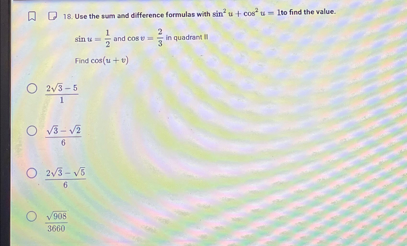 Solved Use the sum and difference formulas with | Chegg.com