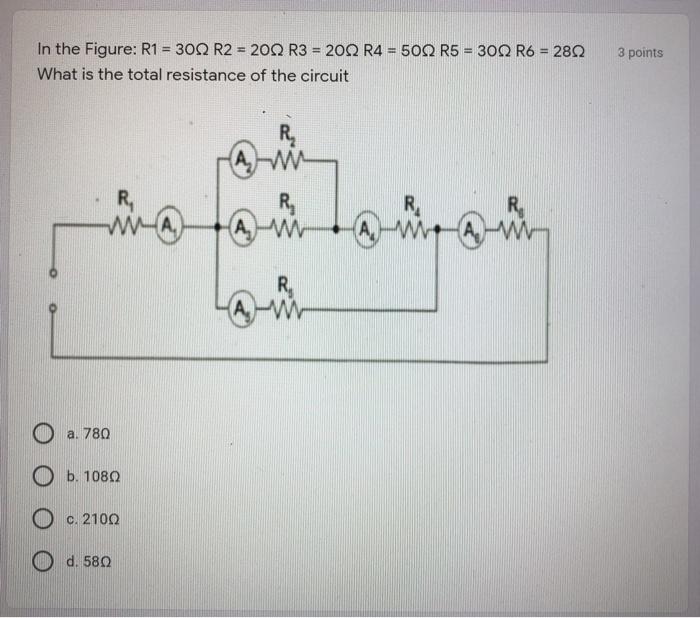 Solved 3 points In the Figure: R1 = 300 R2 = 202 R3 = 200 R4 | Chegg.com