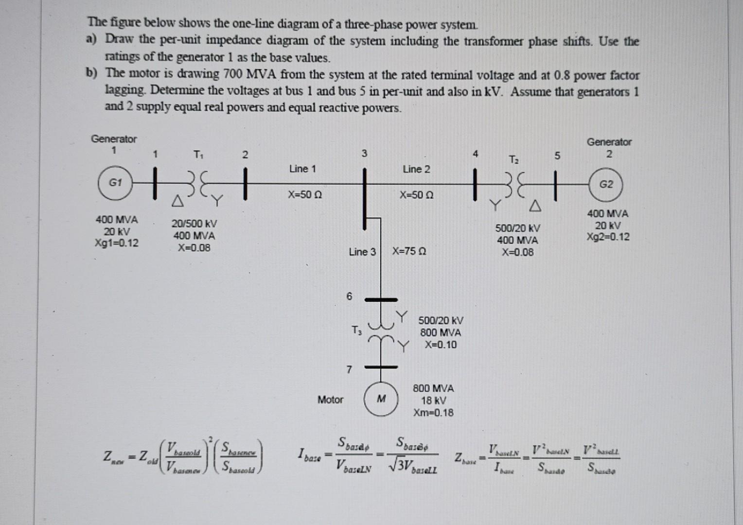 The figure below shows the one-line diagram of a | Chegg.com