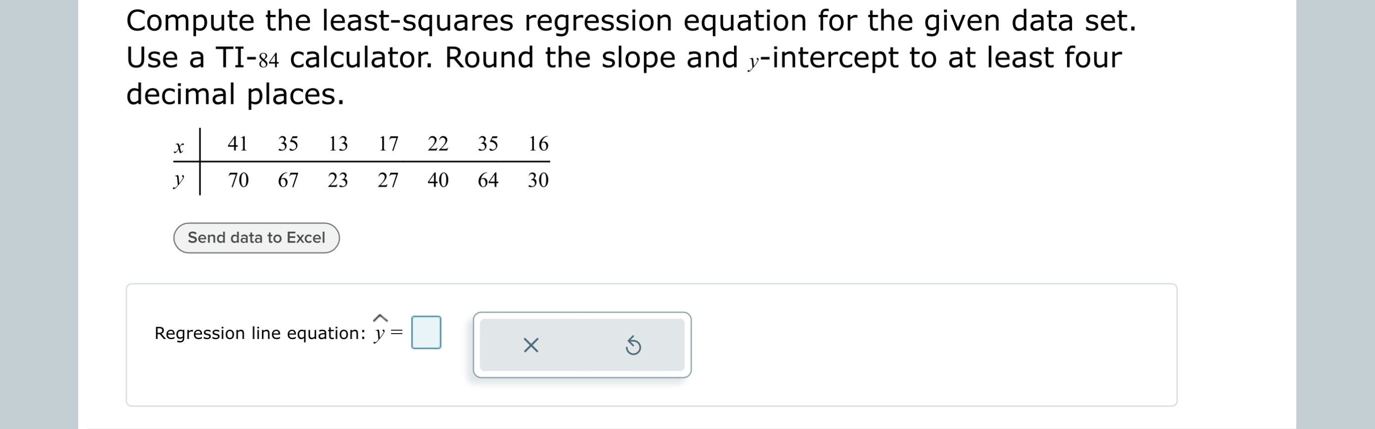 Solved Compute the least-squares regression equation for the | Chegg.com