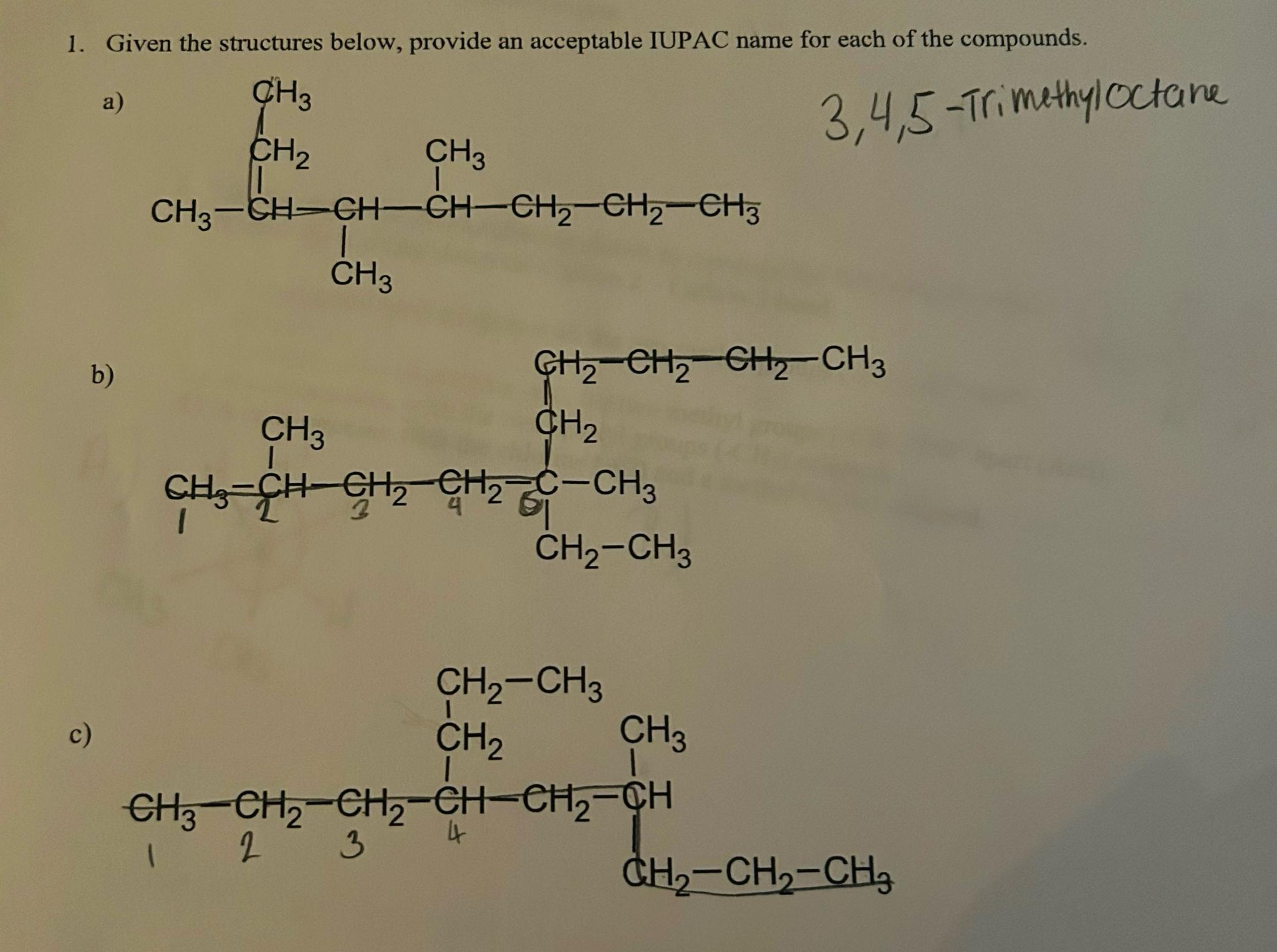 Solved Given the structures below, provide an acceptable | Chegg.com