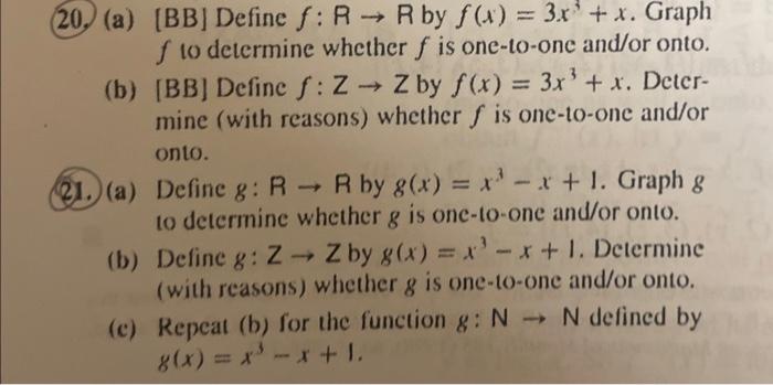 Solved (20.) (a) [BB] Define f:R→ R by f(x)=3x3+x. Graph f | Chegg.com