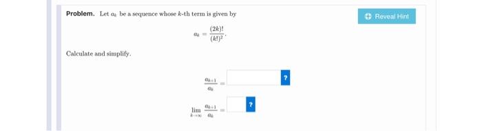 Solved Problem. Suppose ay is a sequence whose kth term is | Chegg.com