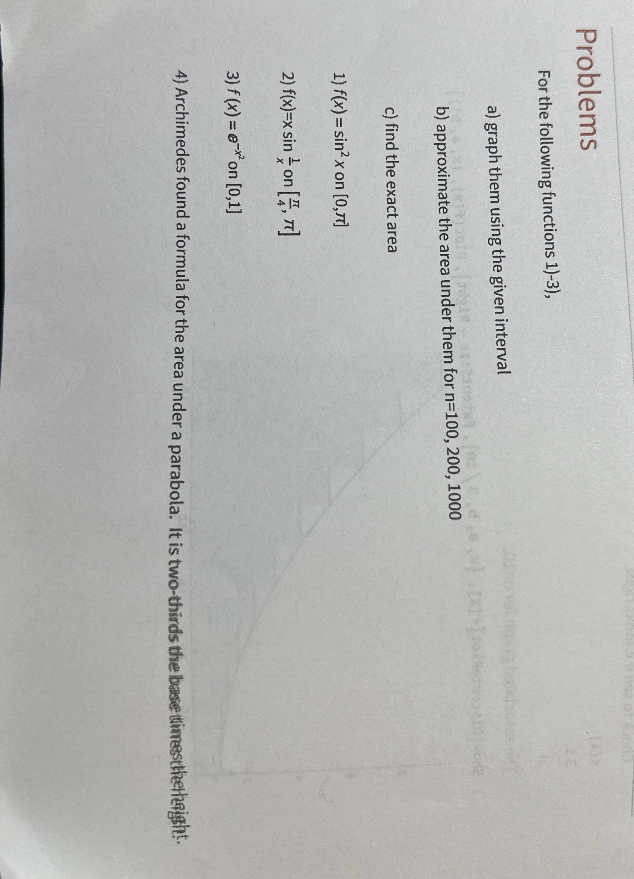 Solved ProblemsFor the following functions 1 )-3),a) ﻿graph | Chegg.com