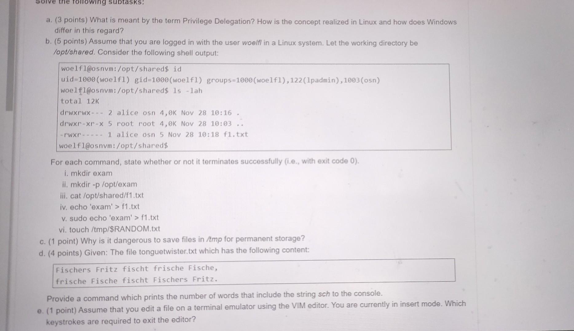 Solved a. (3 points) What is meant by the term Privilege | Chegg.com