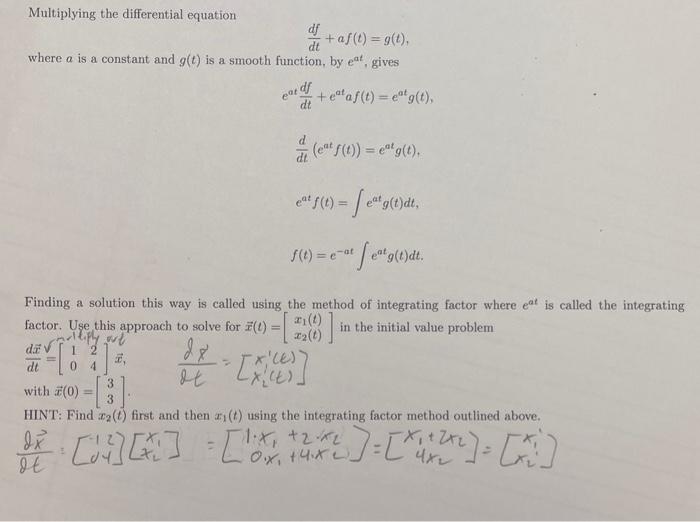 Solved Multiplying the differential equation | Chegg.com
