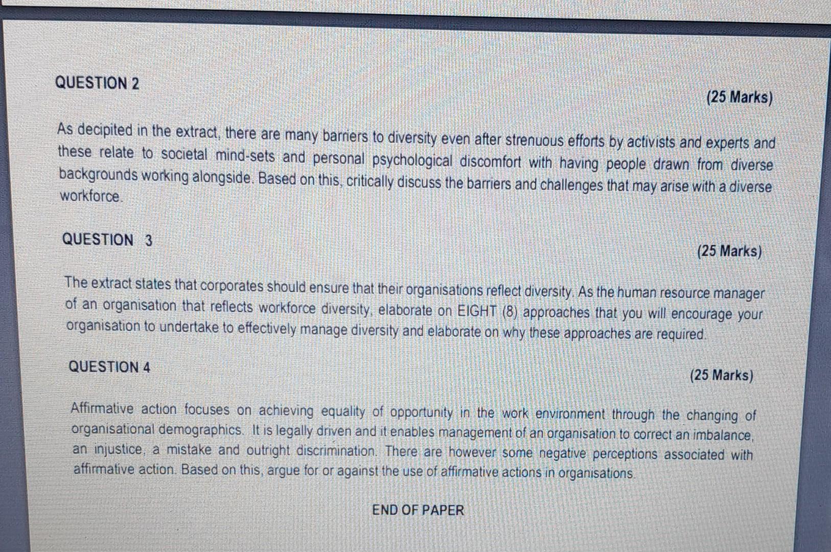 Solved ove orten near the term "diversity" bandied about in | Chegg.com