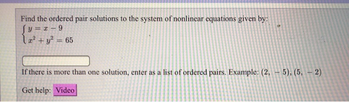 Solved Find the ordered pair solutions to the system of | Chegg.com