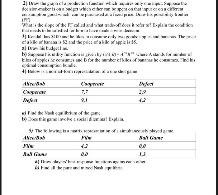 Solved 2) Draw the graph of a production function which | Chegg.com
