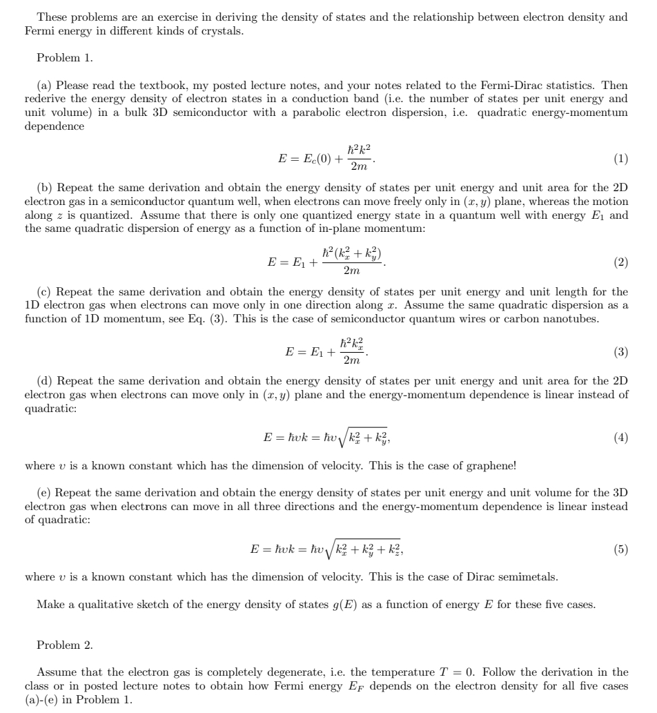 Solved These problems are an exercise in deriving the | Chegg.com