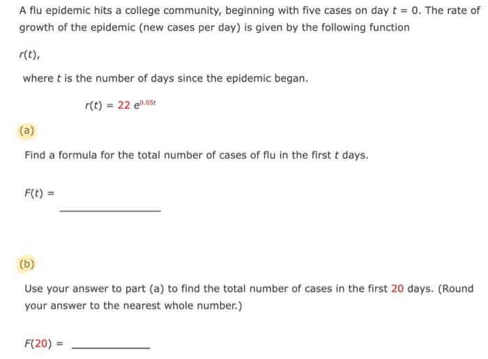 Solved A flu epidemic hits a college community, beginning | Chegg.com