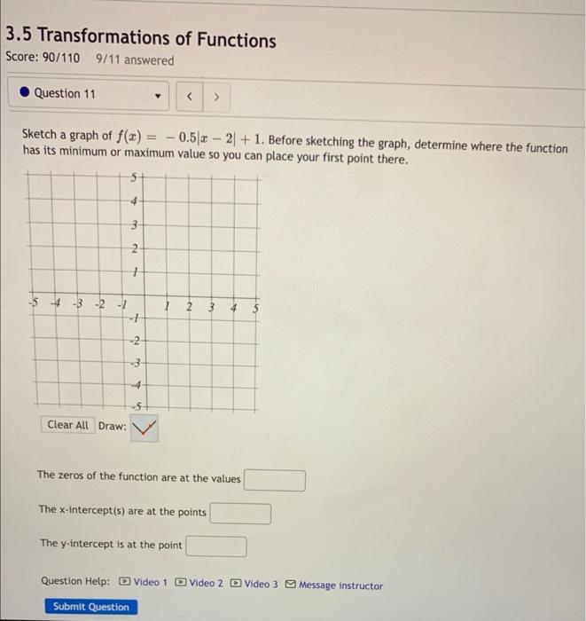 Solved 3.5 Transformations of Functions Score: 90/1109/11 | Chegg.com