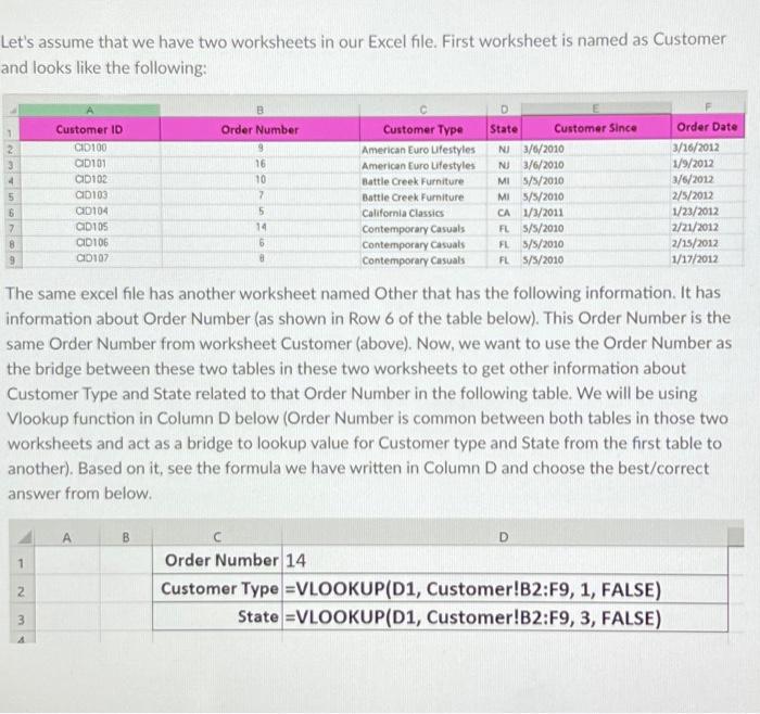 Solved 1. Cant tell2. Formula in D2 is incorrect while | Chegg.com
